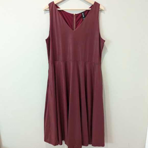 Agnes & Dora | Dresses | Agnes Dora Fit Flare Dress Faux Leather Red ...